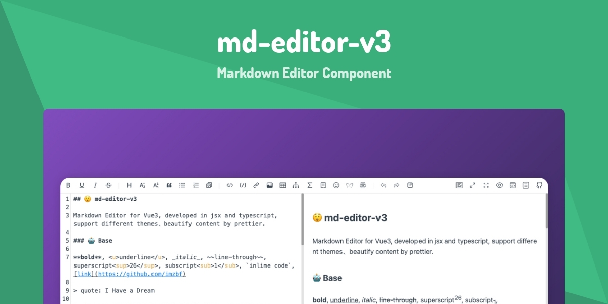 Md Editor V3 Markdown Editor Component Made With Vuejs